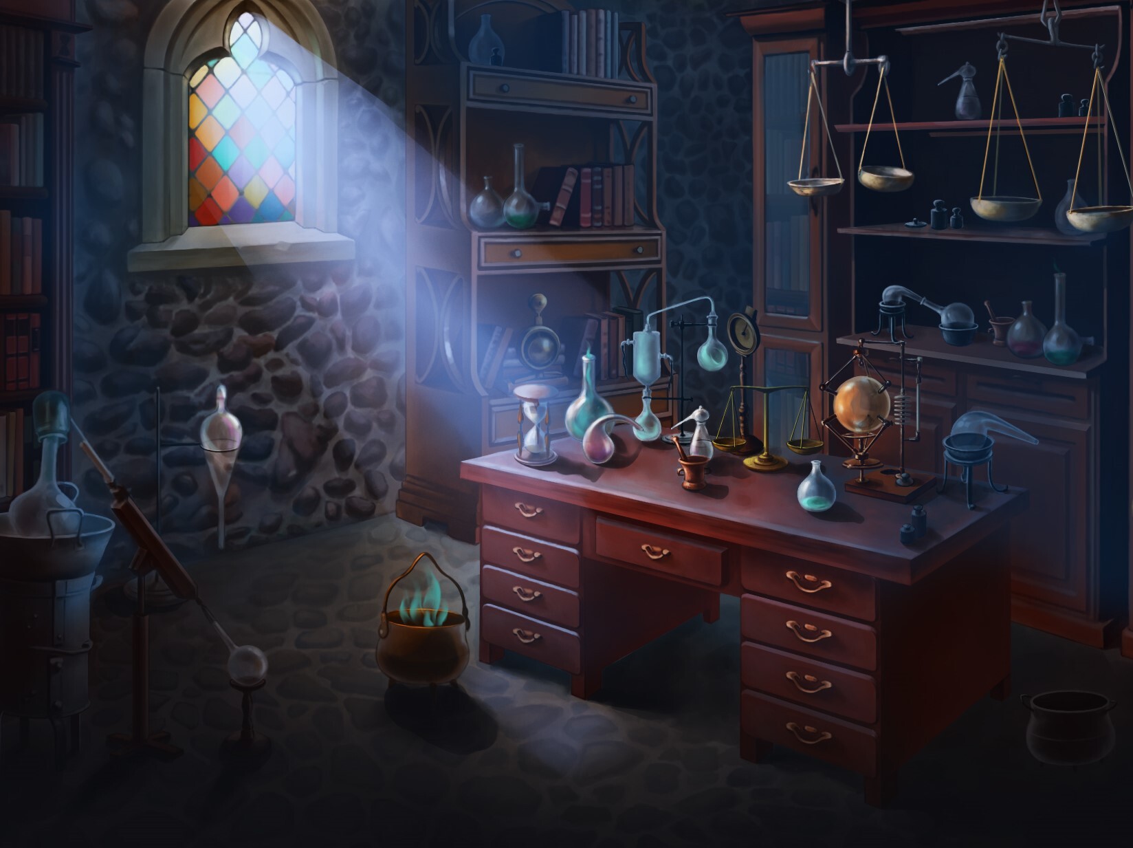 ArtStation - Illustration "The Alchemist's room"