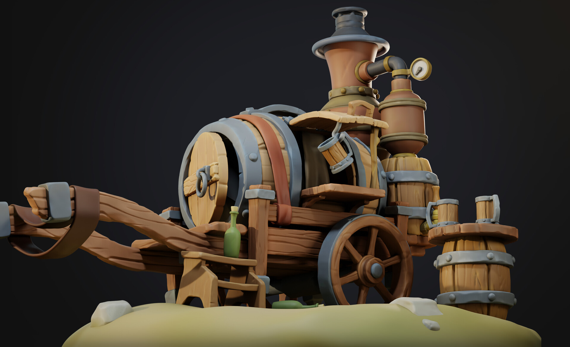 ArtStation - Brewery Wagon - Sculpting