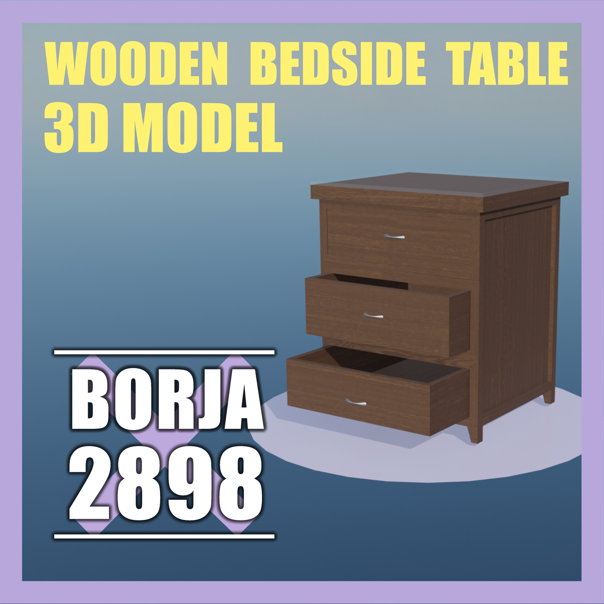 ArtStation - Wooden Bedside Table · 3D Model