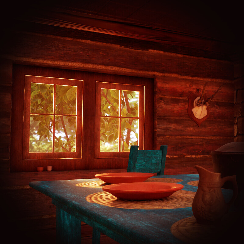 ArtStation - Indoor Rustic Family Dining Room