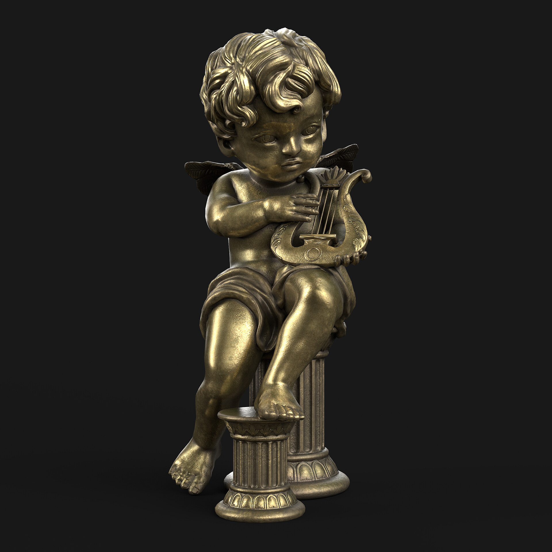 ArtStation - Golden Statues of Antique Clock