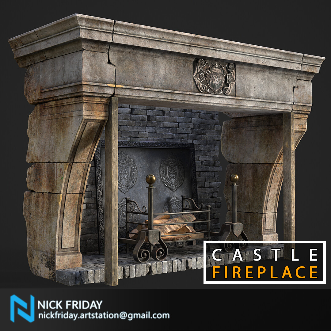 ArtStation - Old Castle Fireplace