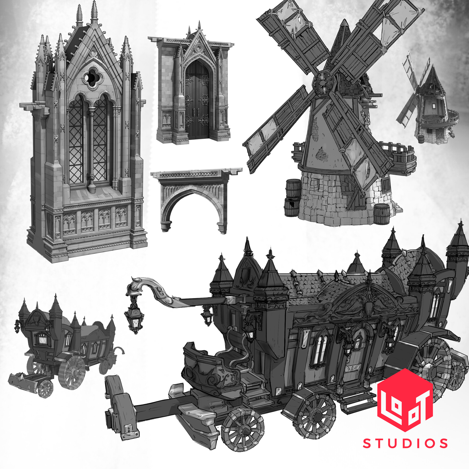 ArtStation - Architecture props for Loot Studios