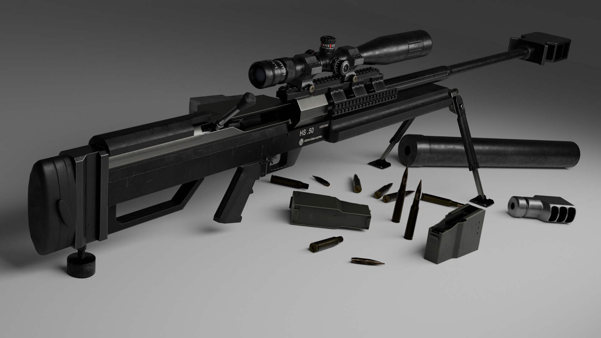 ArtStation - Steyr HS 50 M1 _ .50 BMG bolt-action anti-material sniper ...