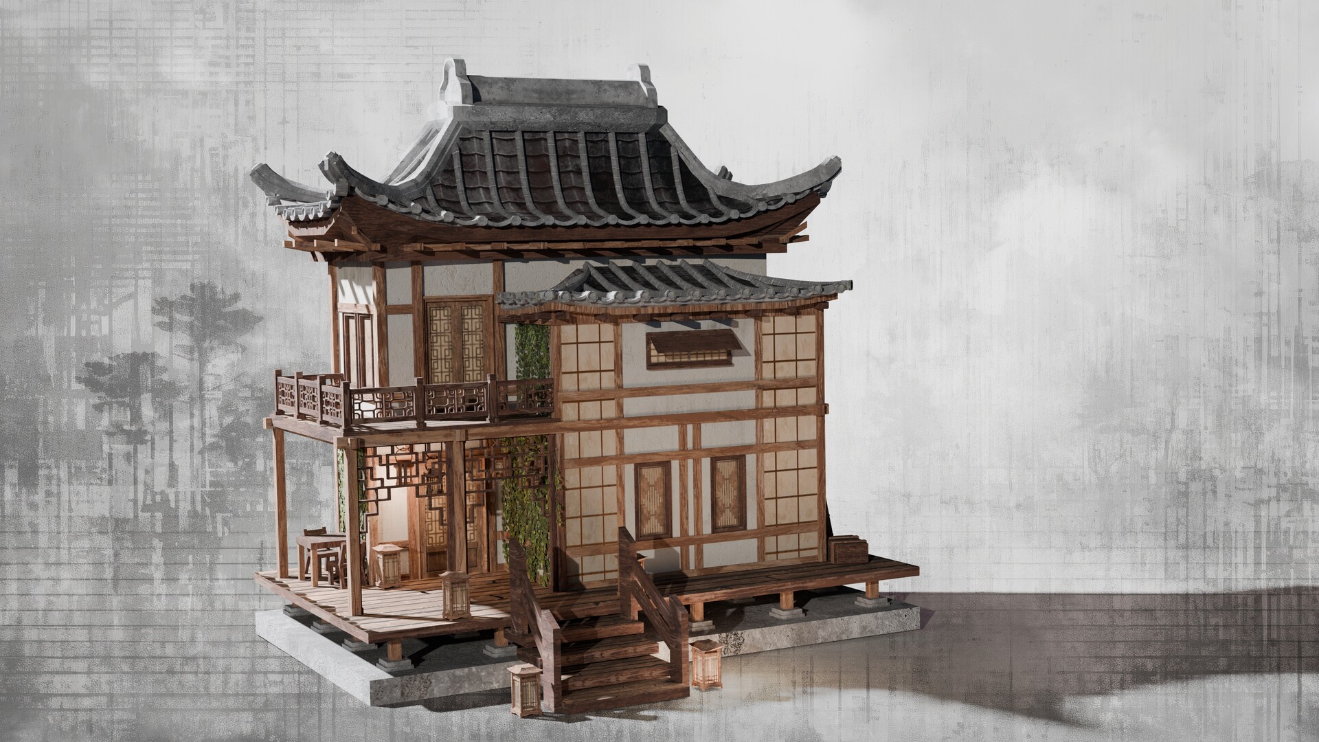 ArtStation - East Asian House Design