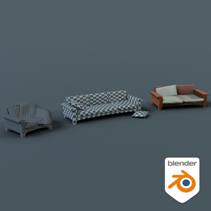 ArtStation - Worn sofa set