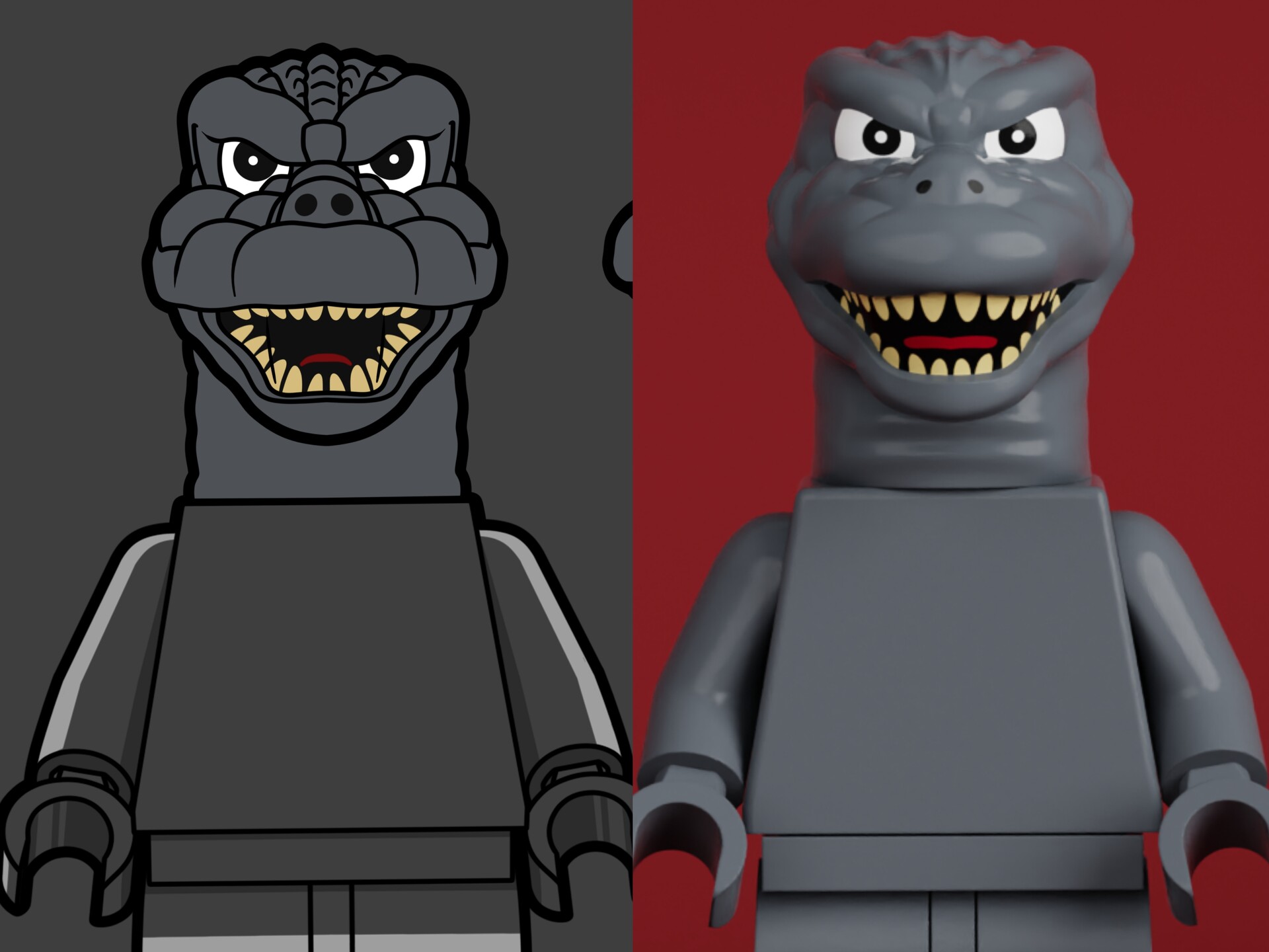 ArtStation - LEGO Godzilla minifigure collection