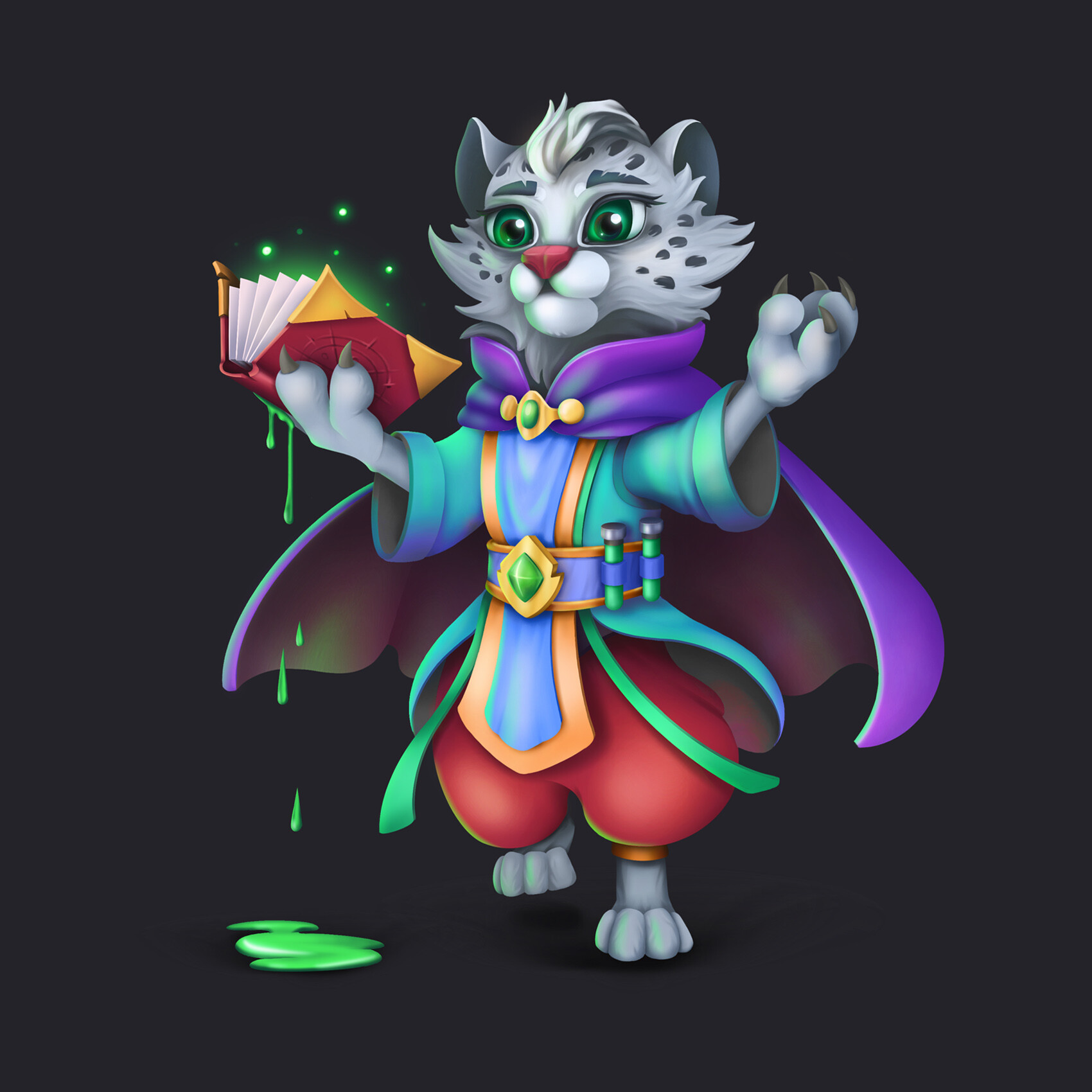 ArtStation - Character concept of snow leopard mage
