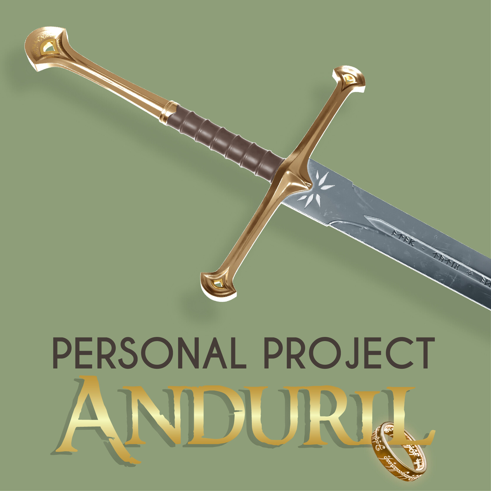 ArtStation - PROPS - Anduril Aragorn's Sword / One Ring [BLENDER]