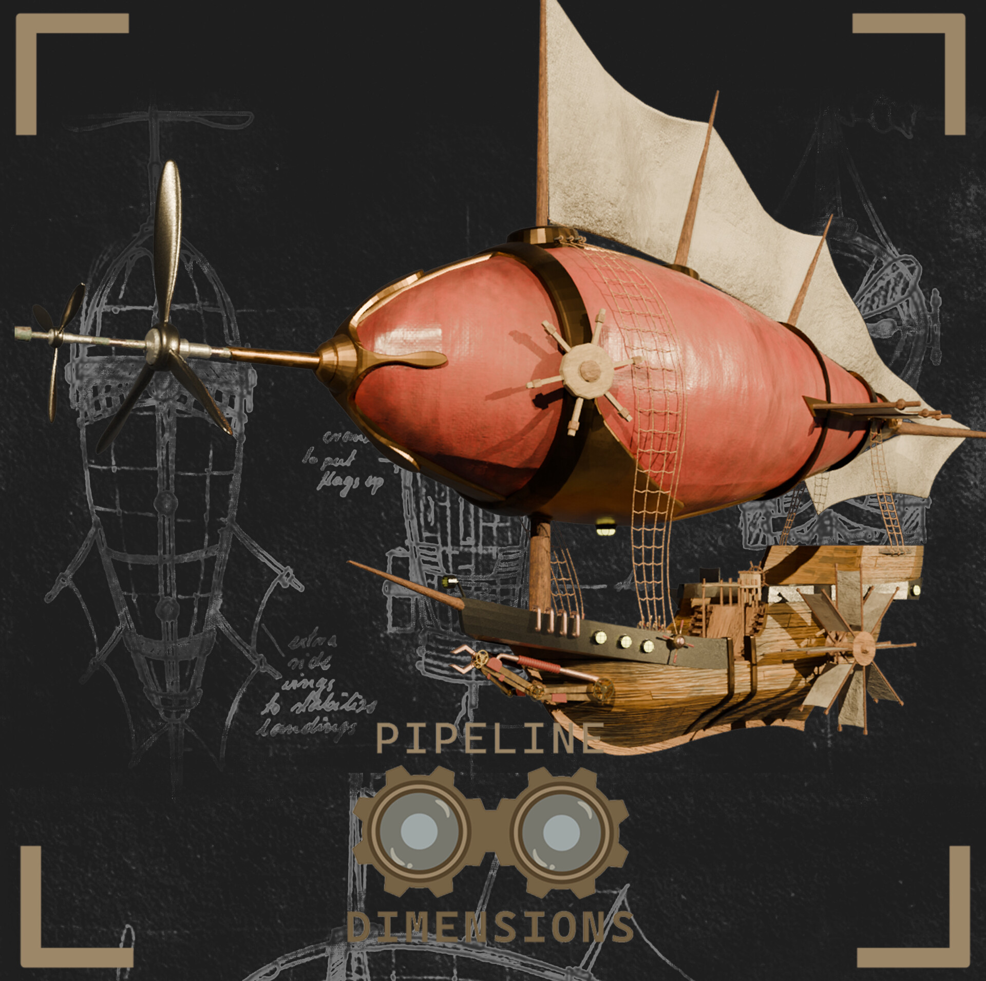 ArtStation - Pipeline Dimensions - Personal Project - 3D Steampunk Ship