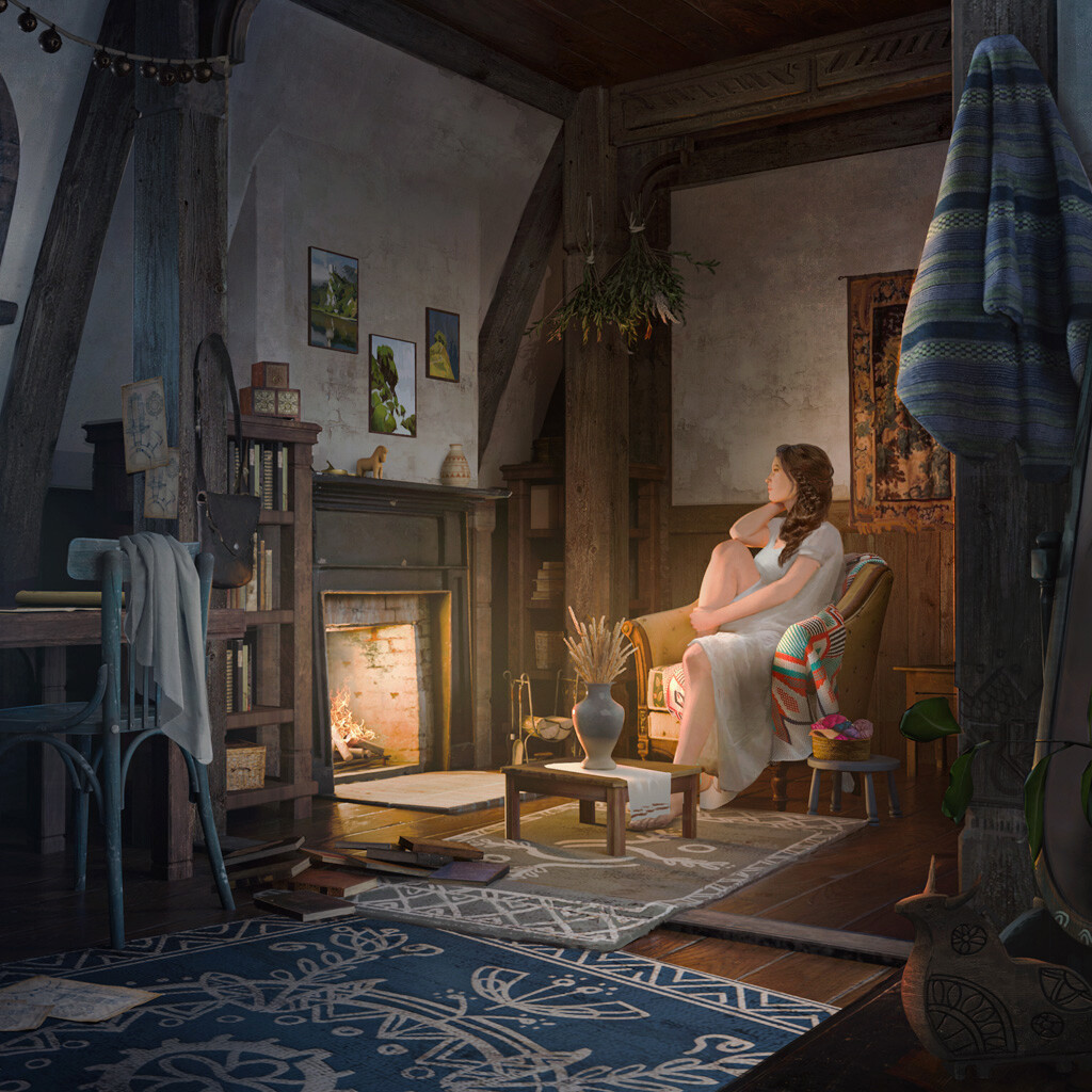 ArtStation - Main Hero room (Distant Village)