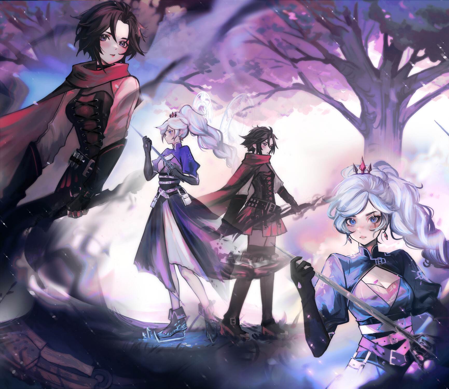 ArtStation - Ruby and Weiss commission work, RWBY series and/or Sakura Arms board game