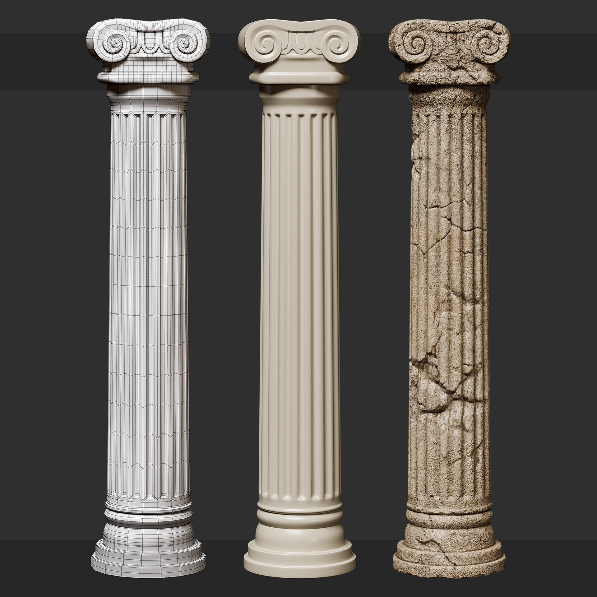 ArtStation - 45 Column Base Mesh - vol 2