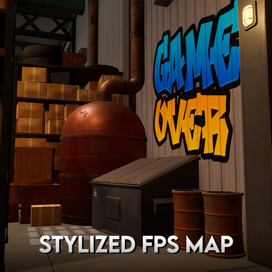 ArtStation - Stylized Low Poly FPS Map 1 - Warehouse