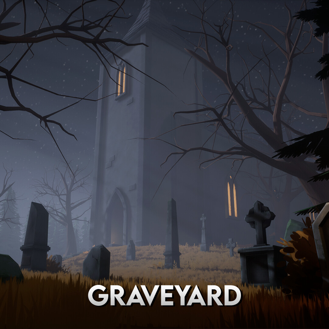 ArtStation - Stylized Graveyard with Church