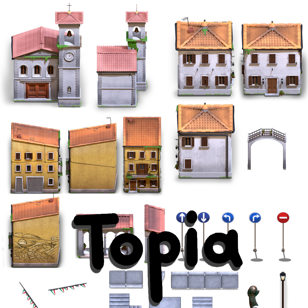 ArtStation - Project Topia - Asset and Kit Creation - Little Italy