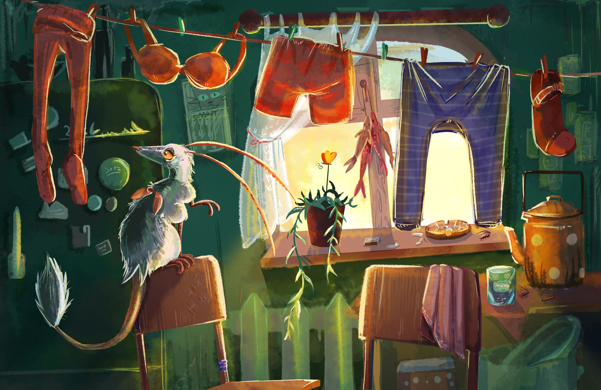 ArtStation - illustrations about white fluffy cockroach 1