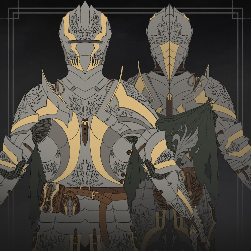ArtStation - Exiled Knight: Armour Sets - Callouts and Colour Variations