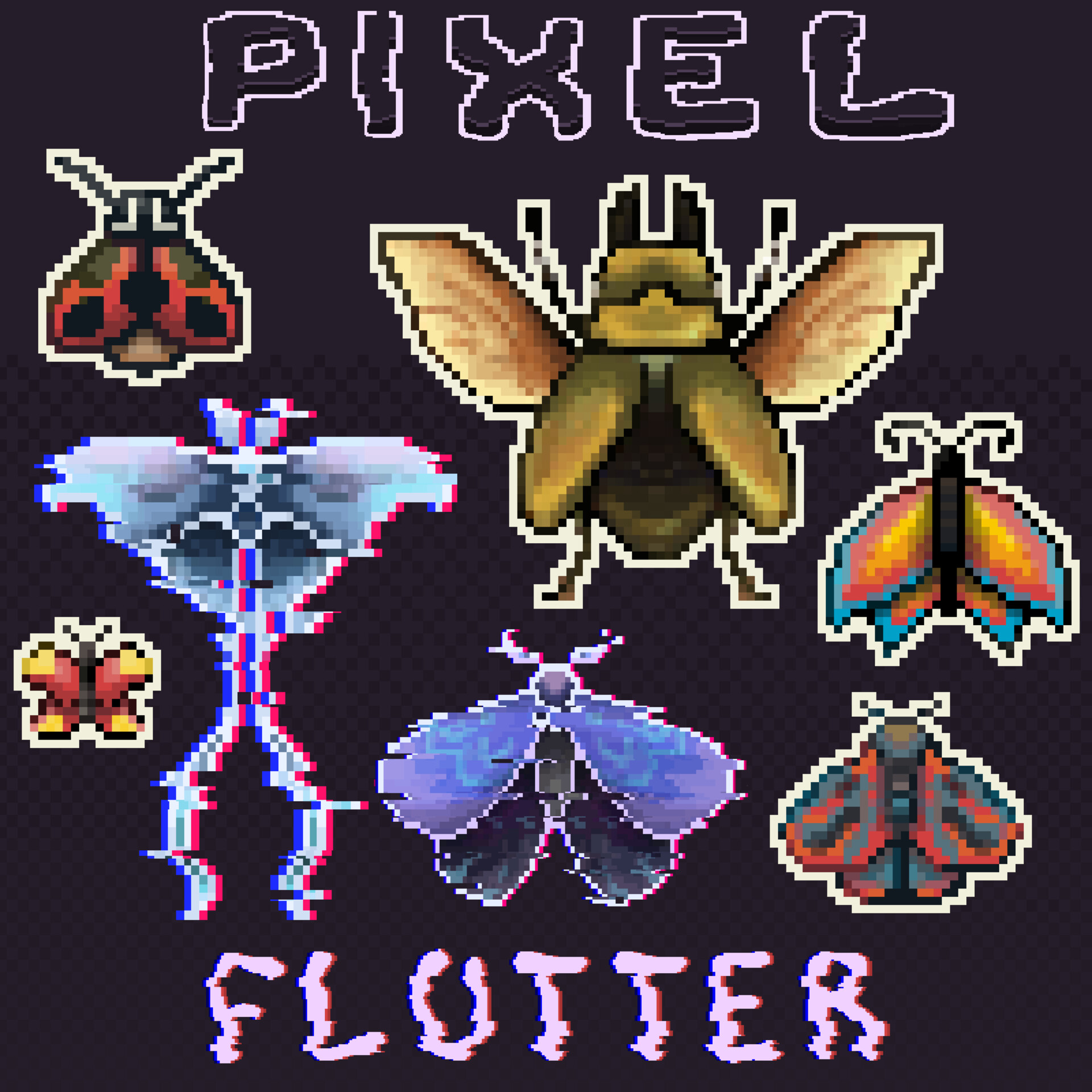 ArtStation - Pixel Flutter – Collection of Pixel Moths & Butterflies
