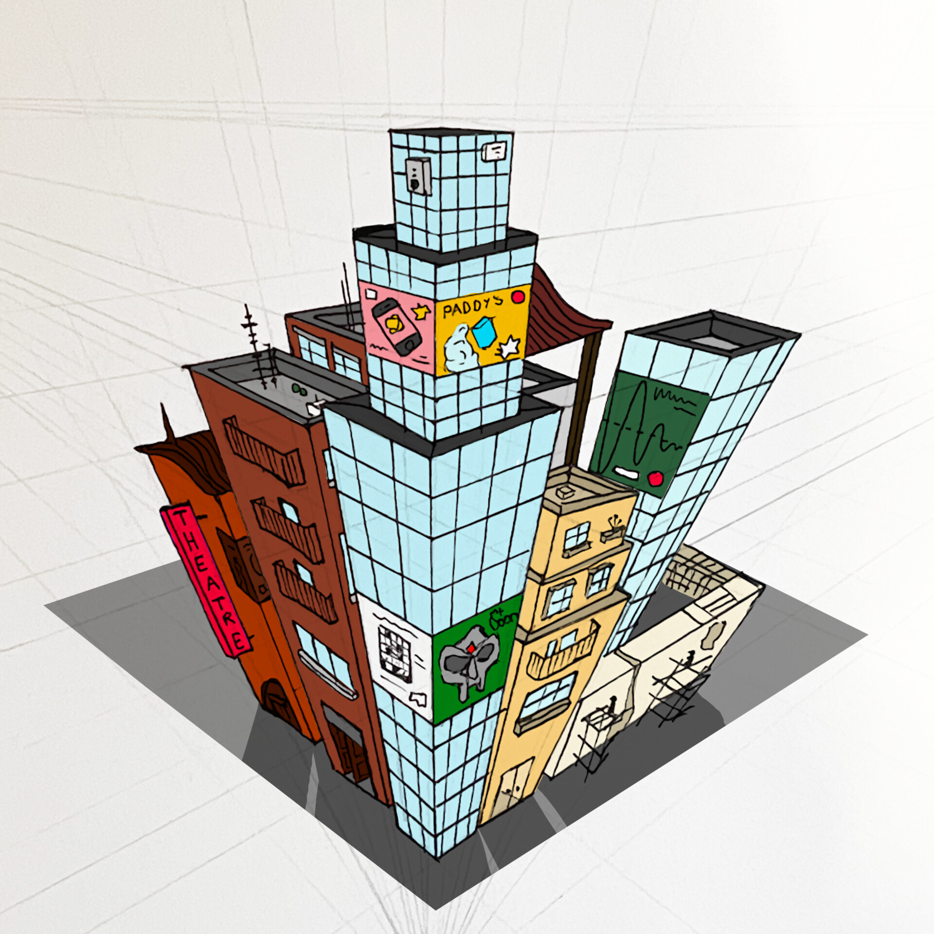 ArtStation - Three Point Perspective - Architectural building