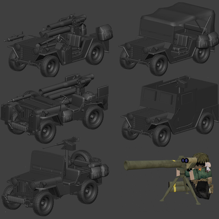 ArtStation - M151 jeep + jeep m38 with TOW + TOW