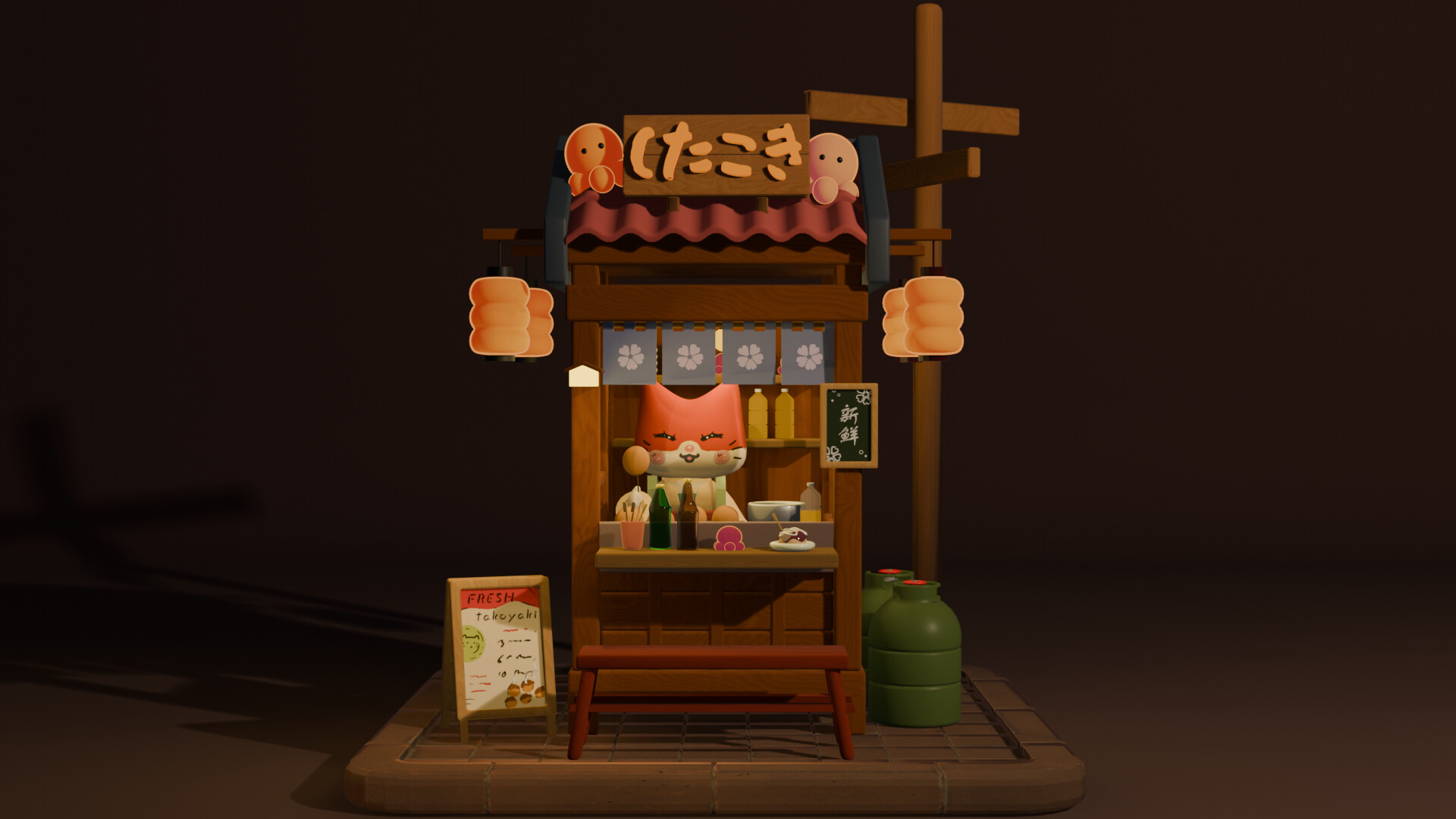 ArtStation - 3D Takoyaki Stand