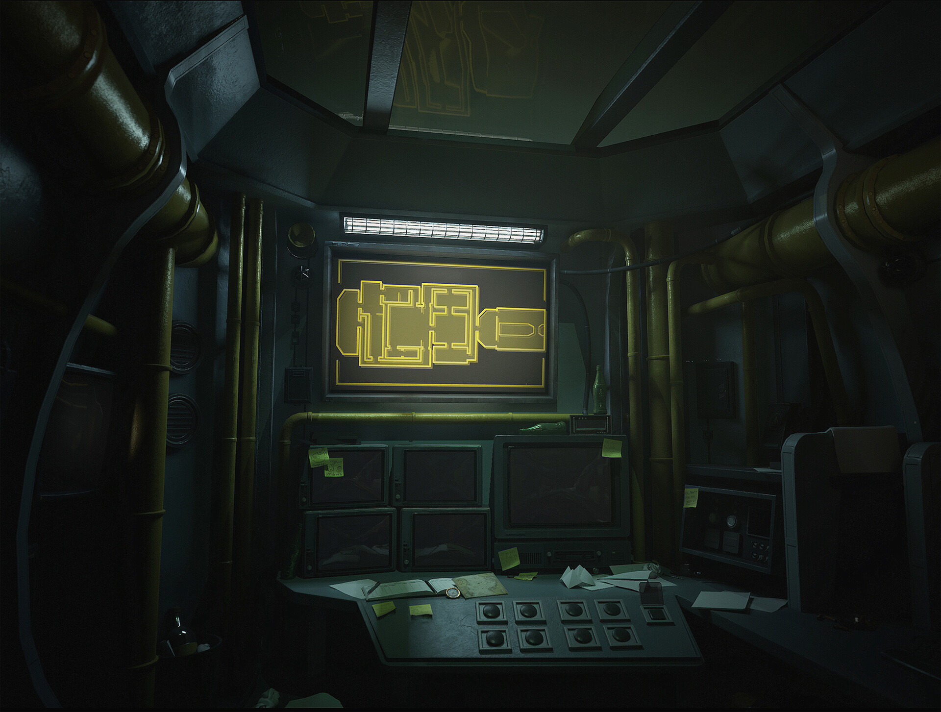 ArtStation - DREAD NOT | Pilot Room - Real Time Game Environment (WIP)