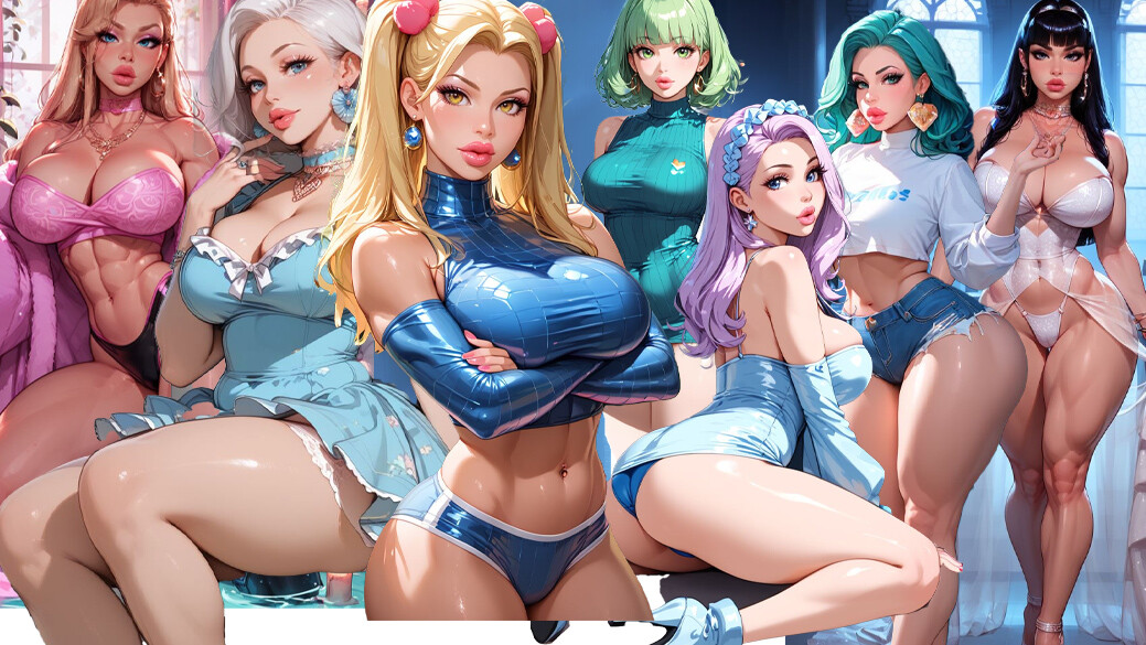 ArtStation - 525 Luscious Lips Bimbo Babes Diverse Outfit Character Design Reference Art V8 4K ...