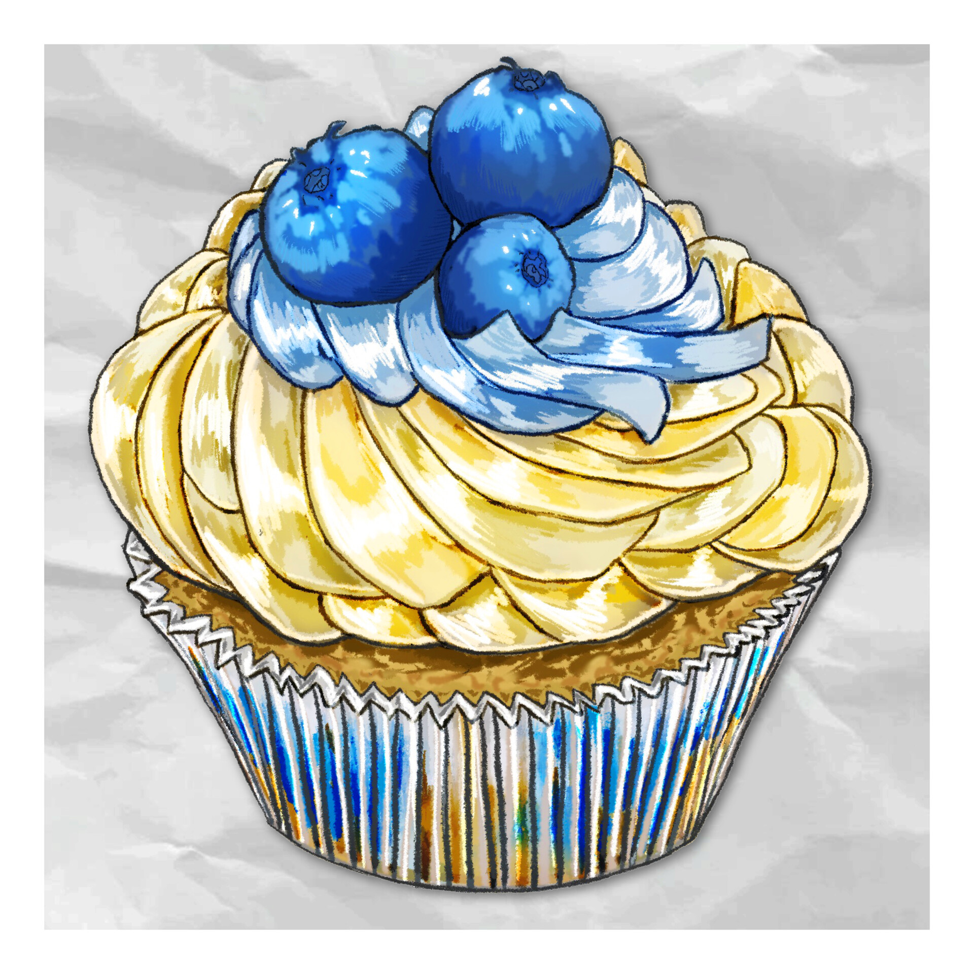 ArtStation - Stylized Food Drawing / Blueberry Muffin