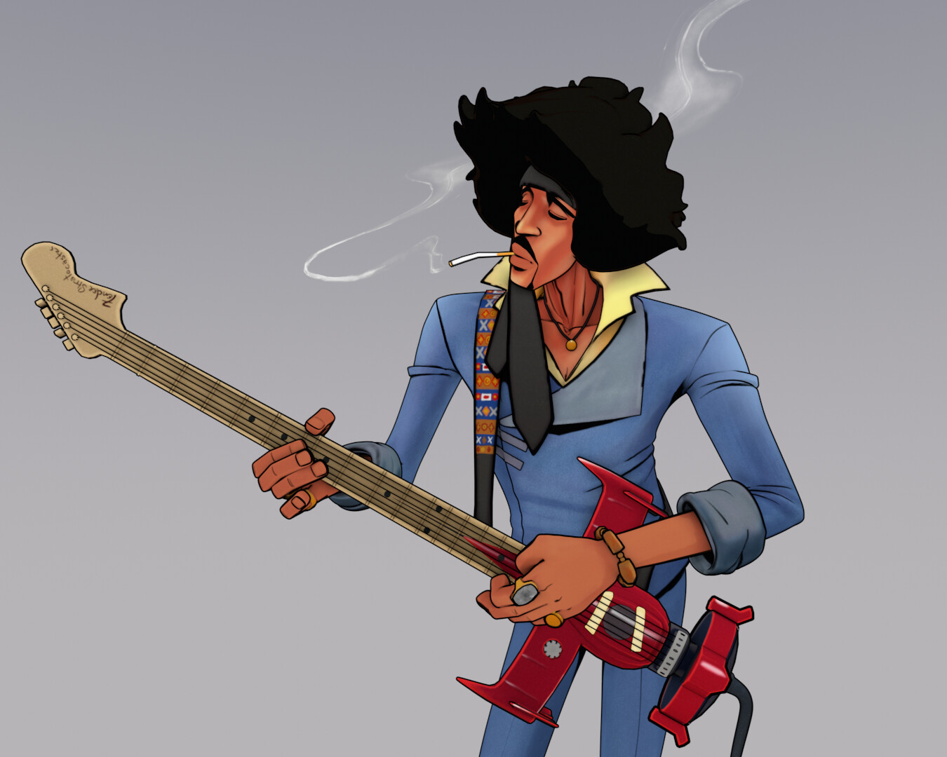 ArtStation - Jimi Hendrix Cowboy Bebop Mashup 3D Character Model