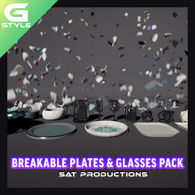 ArtStation - Breakable Plates & Glasses Pack (Game Ready)