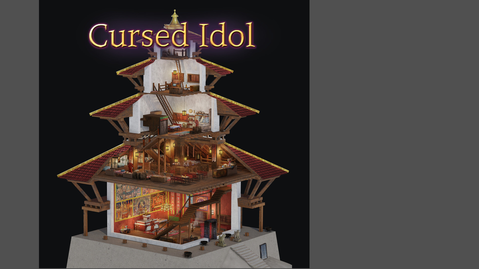 ArtStation - Curse idol - Pagoda interior