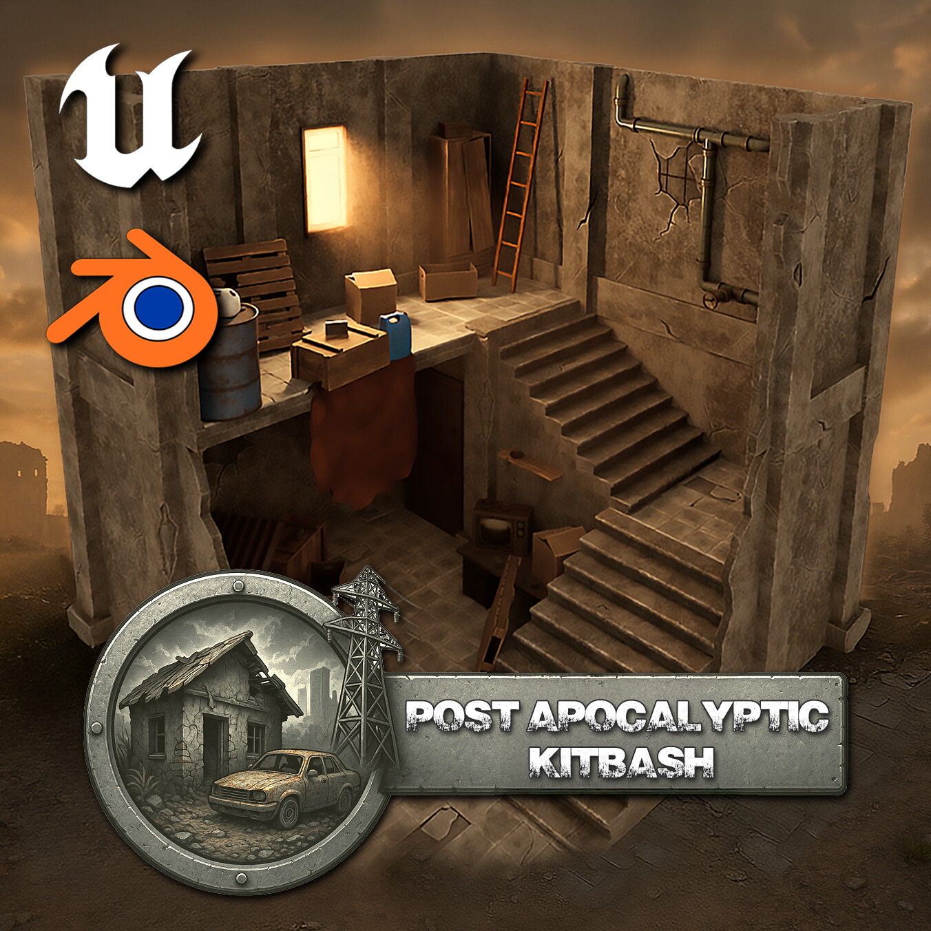 ArtStation - 3DT Modular Post - Apocalypse Hideout for Blender & Game ...