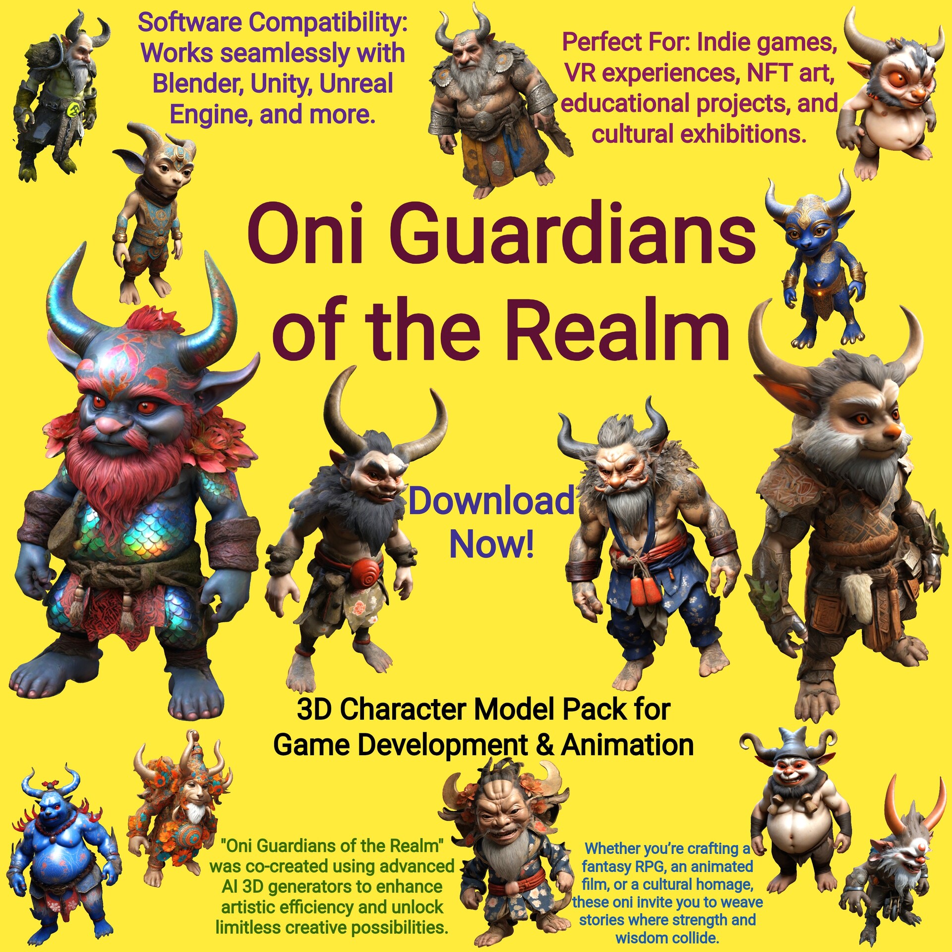 ArtStation - Oni Guardians of the Realm 3D Model