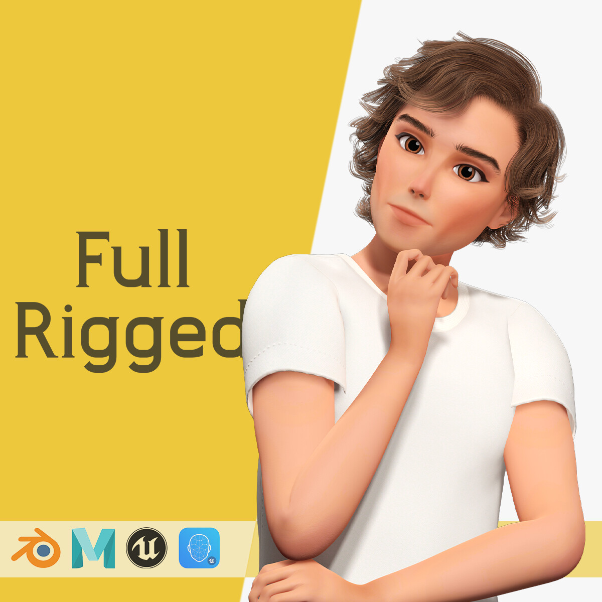 ArtStation - Charming Young Man Rigged Expressive 3D Happy Boy