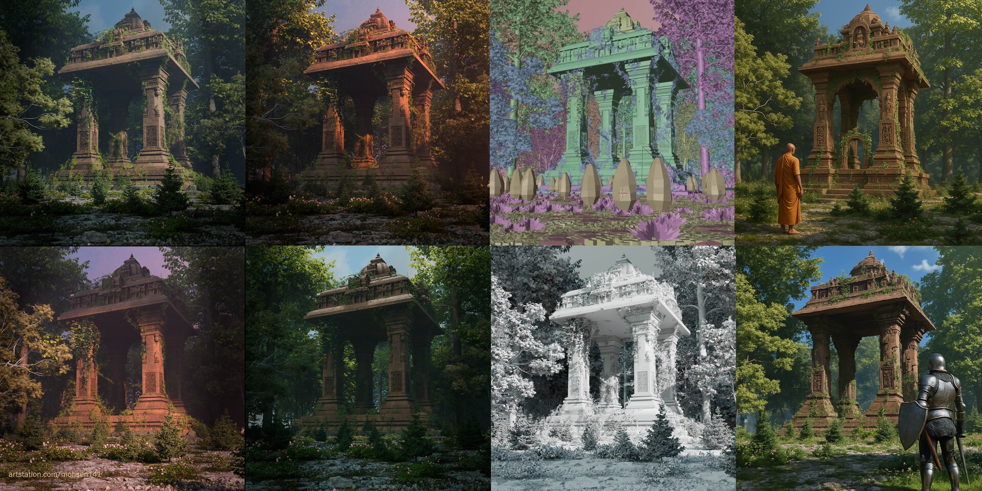 ArtStation - Forest Temple at Dawn