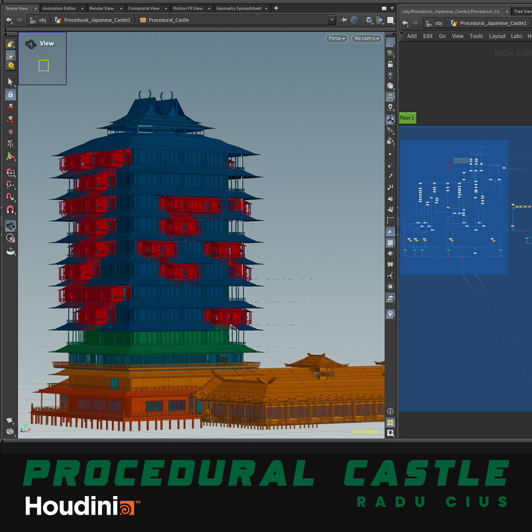 ArtStation - Houdini Procedural Japanese Castle