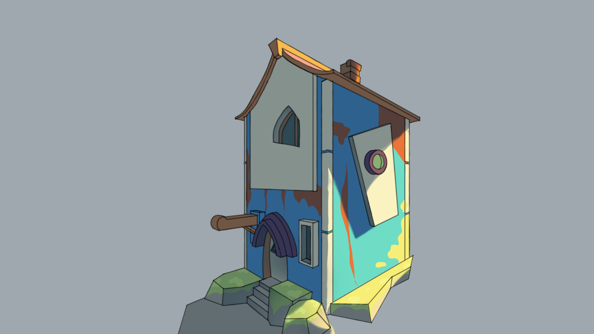 ArtStation - House 2 point perspective and 3 point perspective