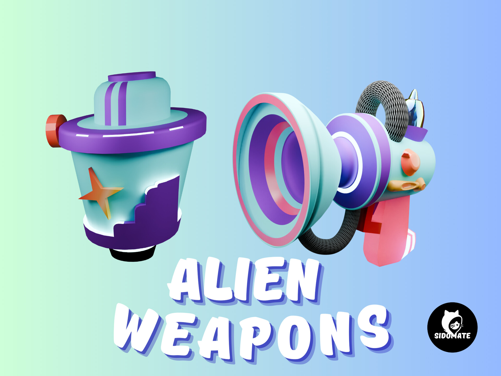 ArtStation - Stylized Alien Weapons – Sci-Fi 3D Prop Set