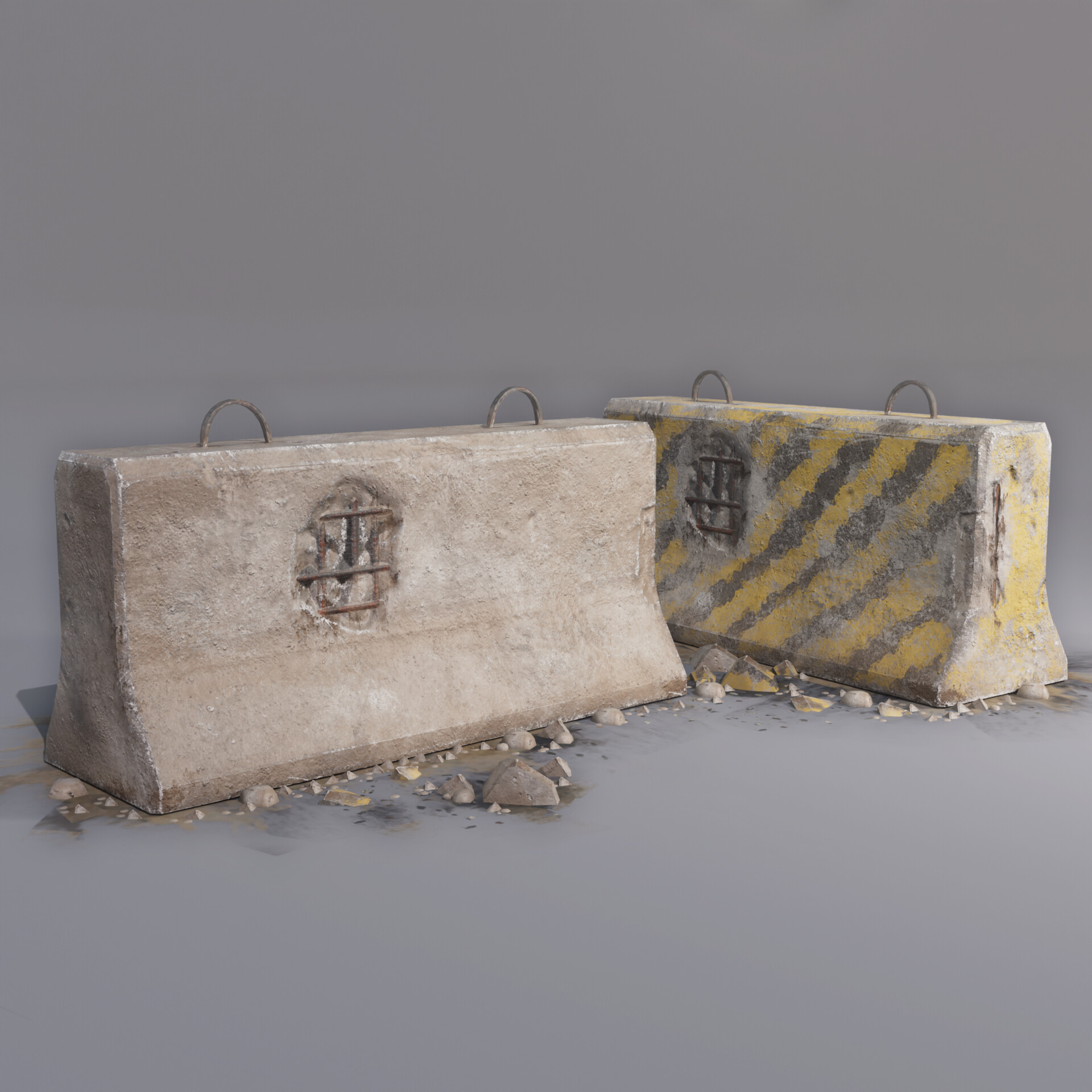 ArtStation - Damaged concrete barrier