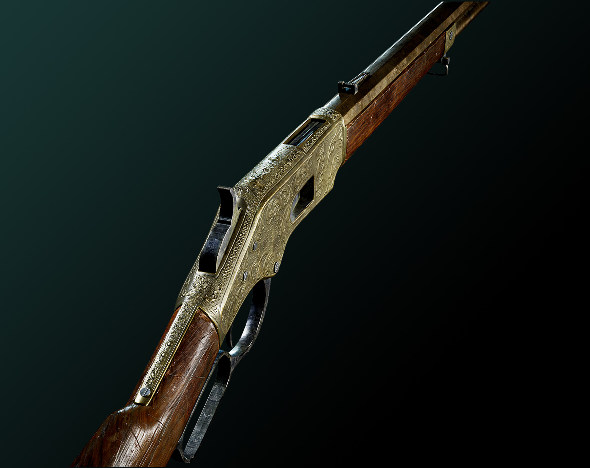 ArtStation - Lever Action Rifle - Gold Fever videogame Props