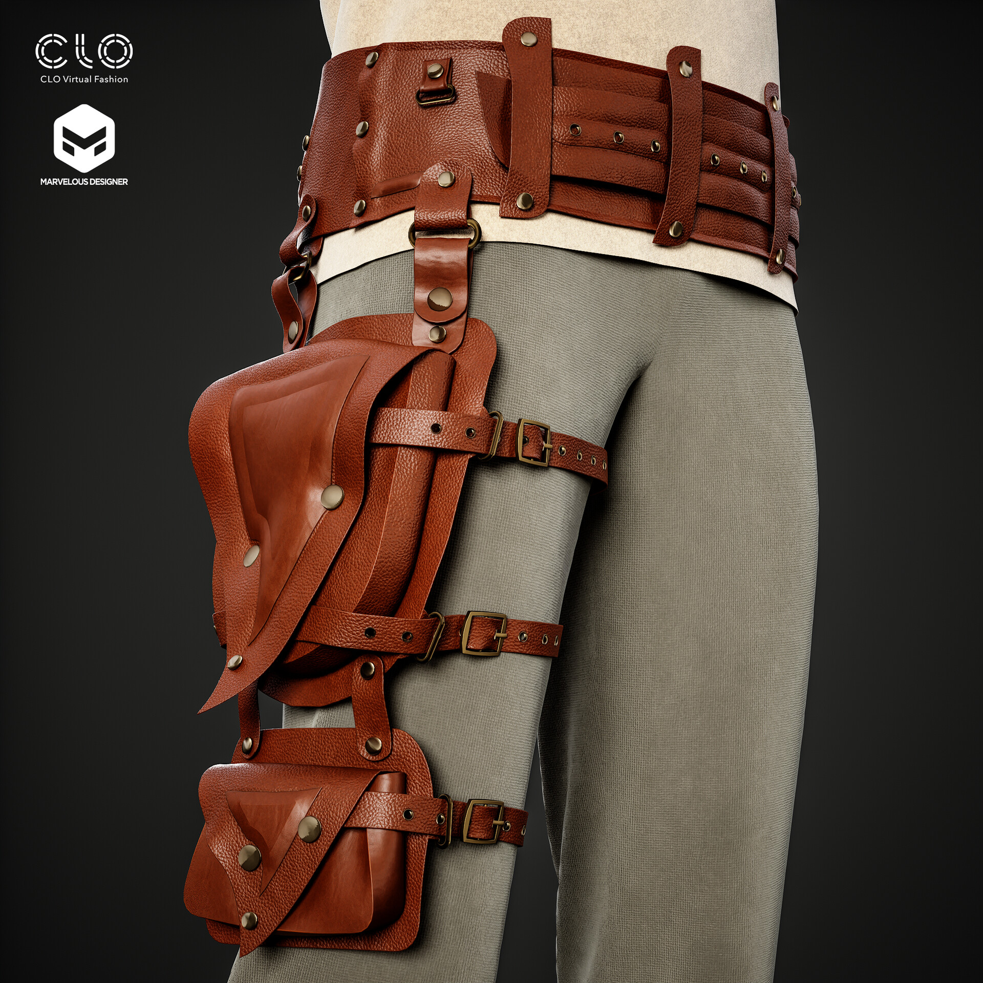 ArtStation - 5 Men's Medieval Belt Waist_VOL1 (ZPRJ+FBX+OBJ Files)