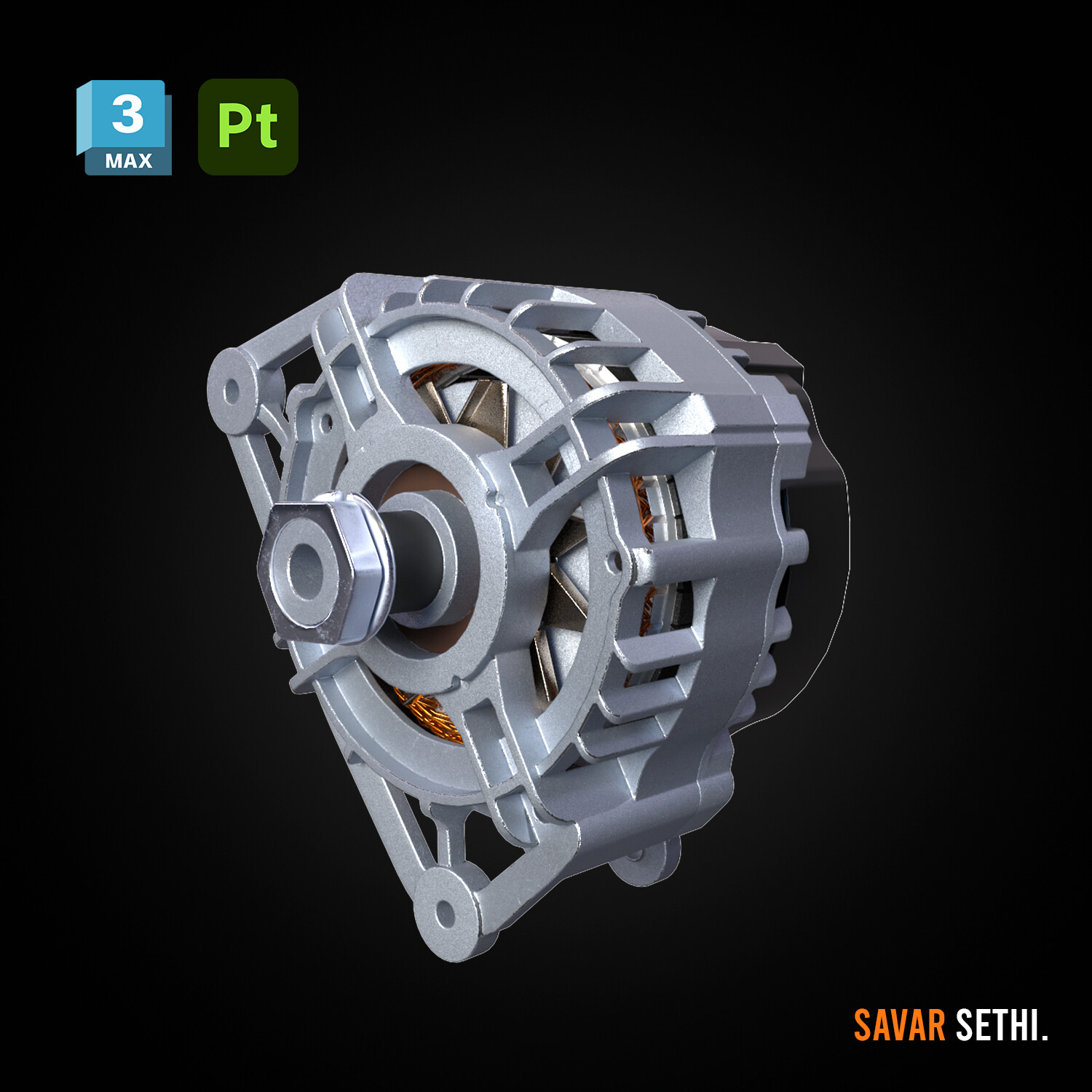 ArtStation - Game-Ready Alternator | Hard-Surface Prop