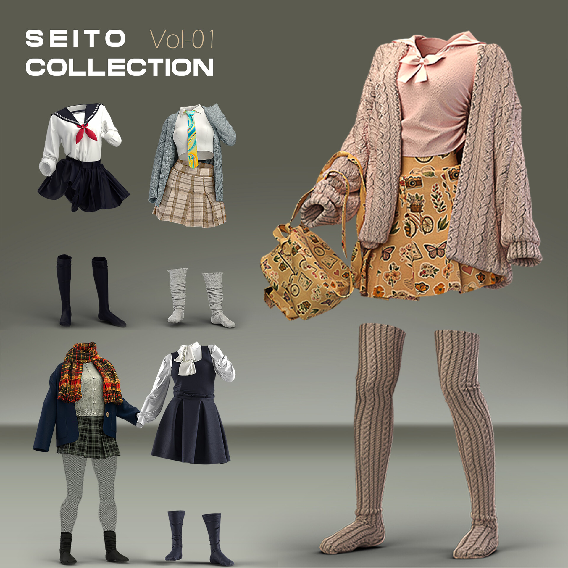 ArtStation - 5 SEITO UNIFORM COLLECTION Vol. 01