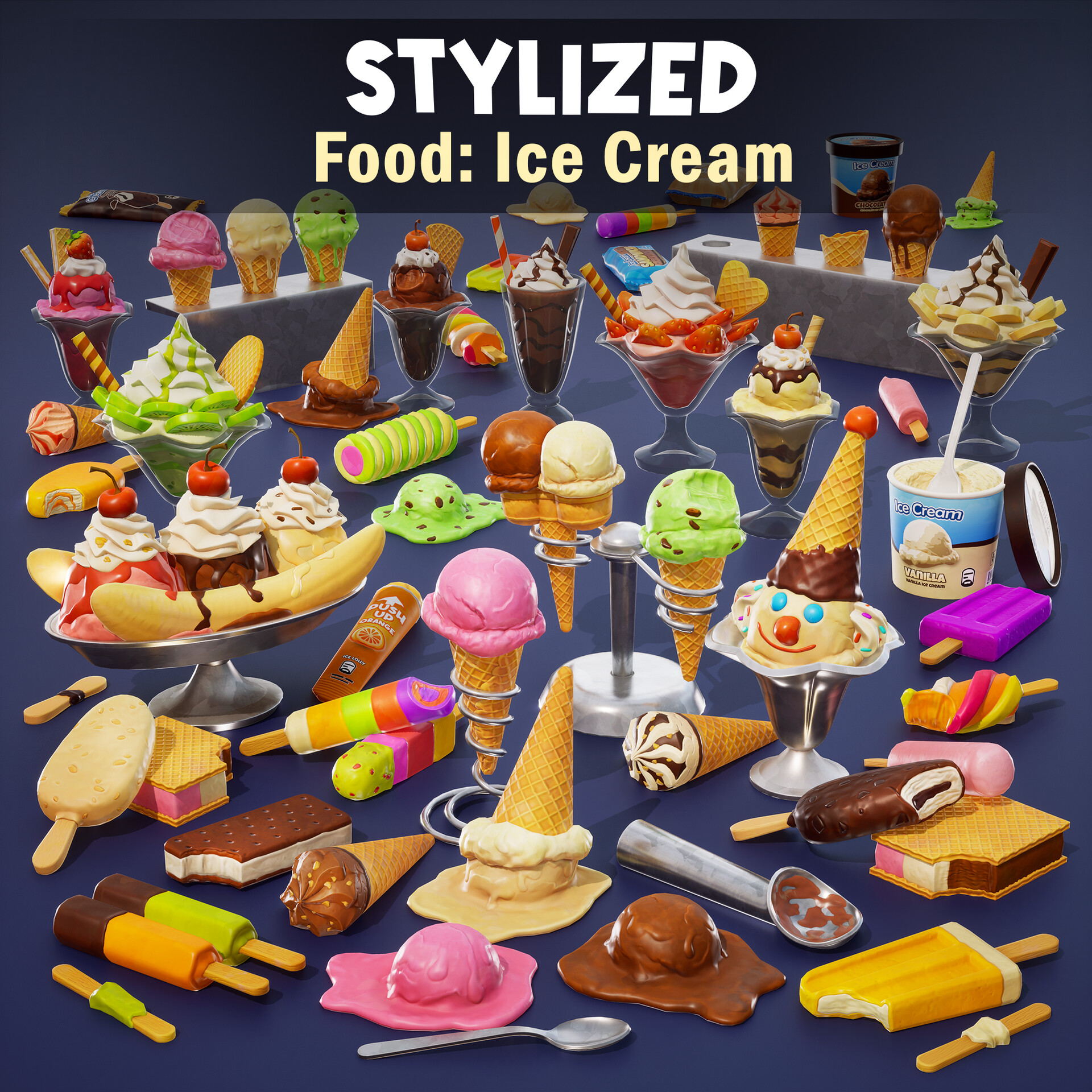 ArtStation - Stylized Food: Ice Cream Collection