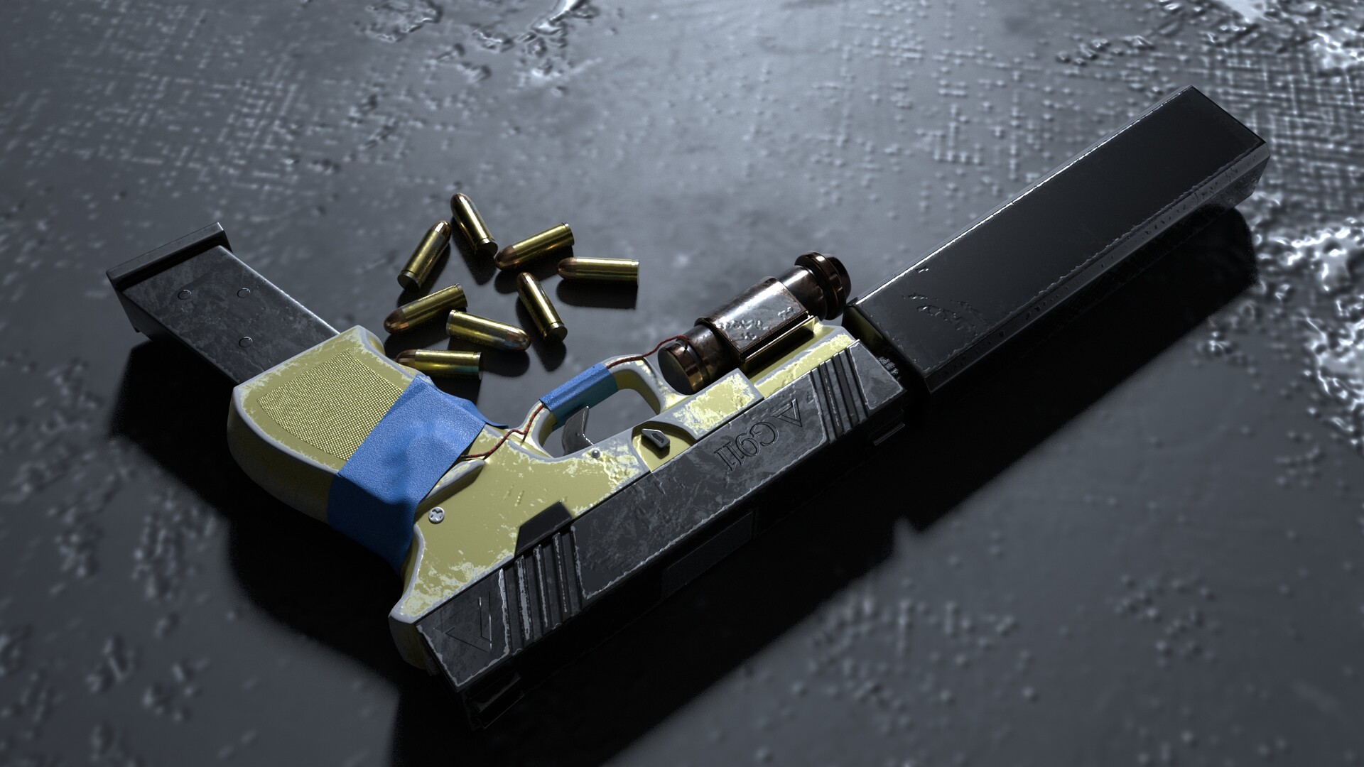 ArtStation - G911 Custom Suppressed Sidearm – 3D Game Asset
