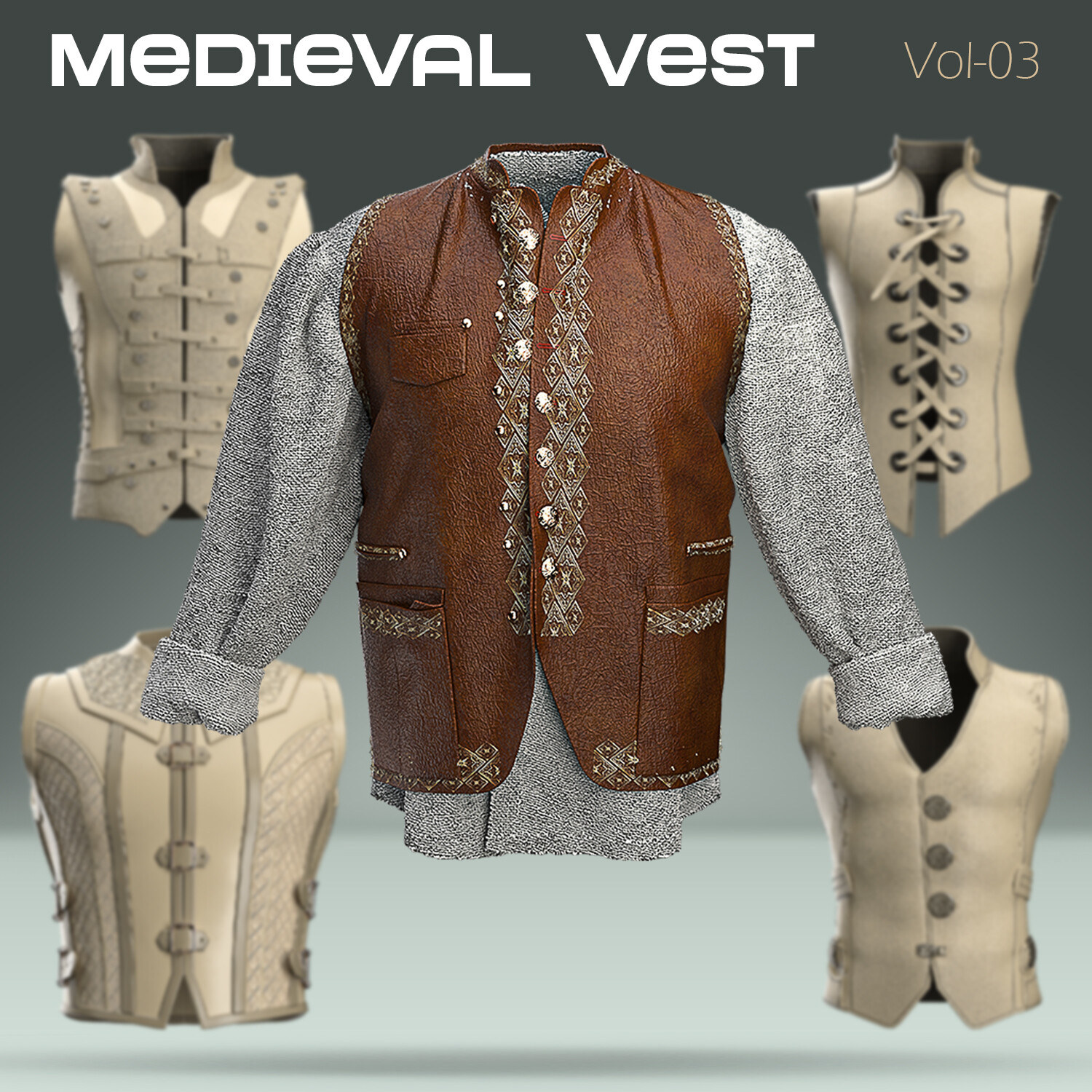 ArtStation - 5 Medieval Vests Collection – Vol.03
