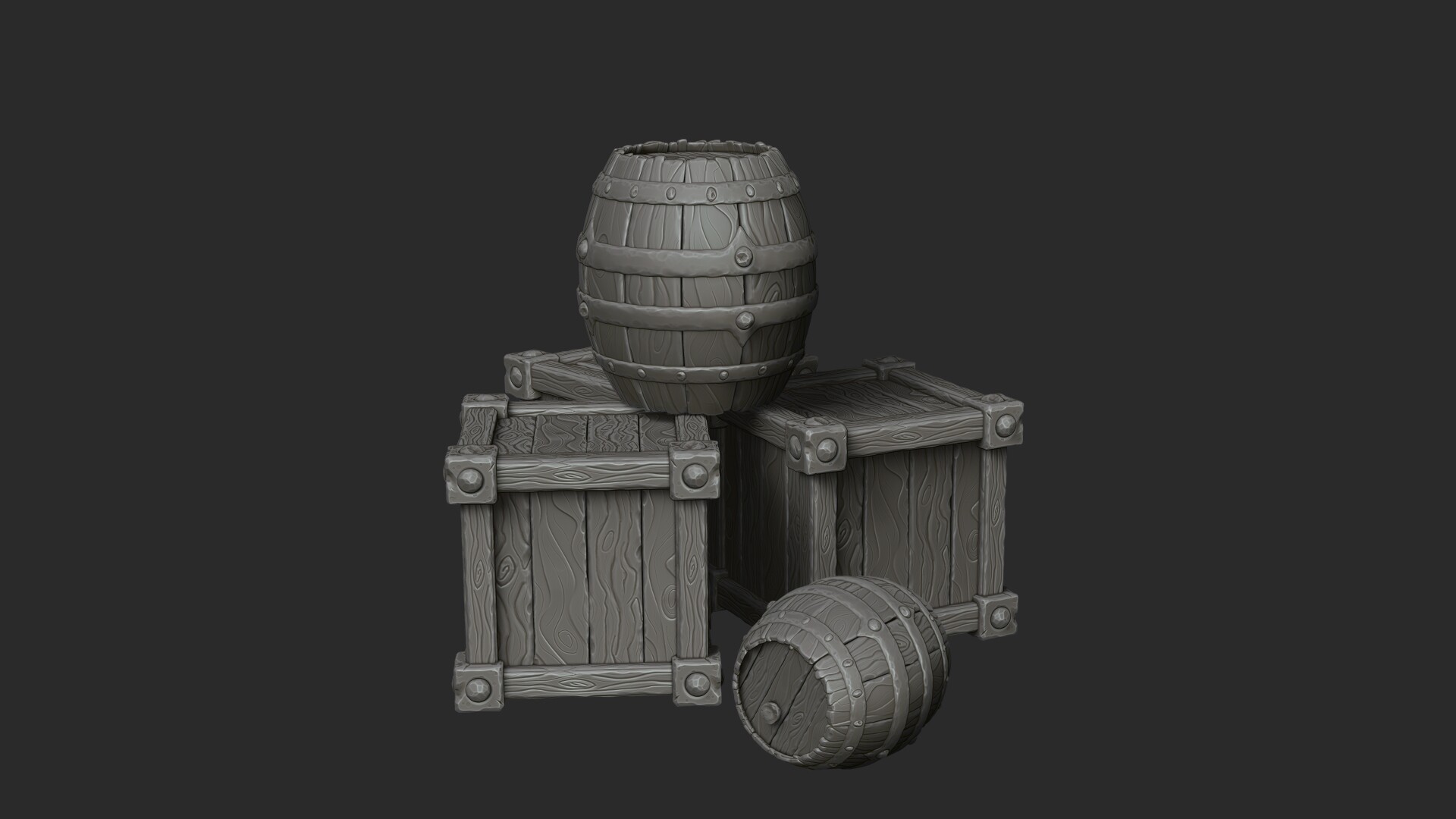 ArtStation - Wooden Barrels And Boxes