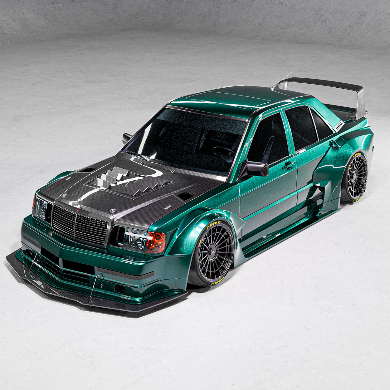 ArtStation - Mercedes Benz 190E Custom Body Kit