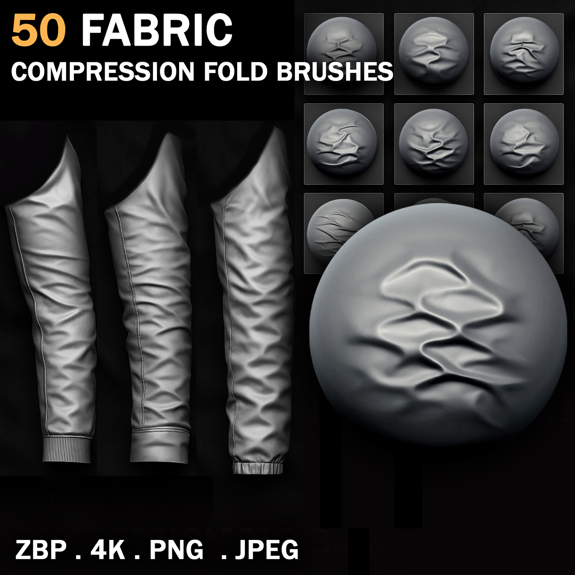ArtStation - 50 Leather & Fabric Compression Folds